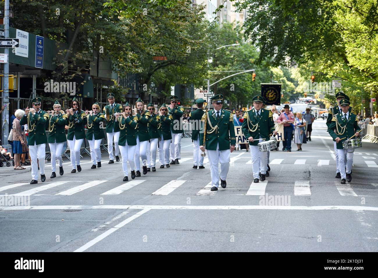 Marching band is seen on Fifth Ave in New York City during the annual ...