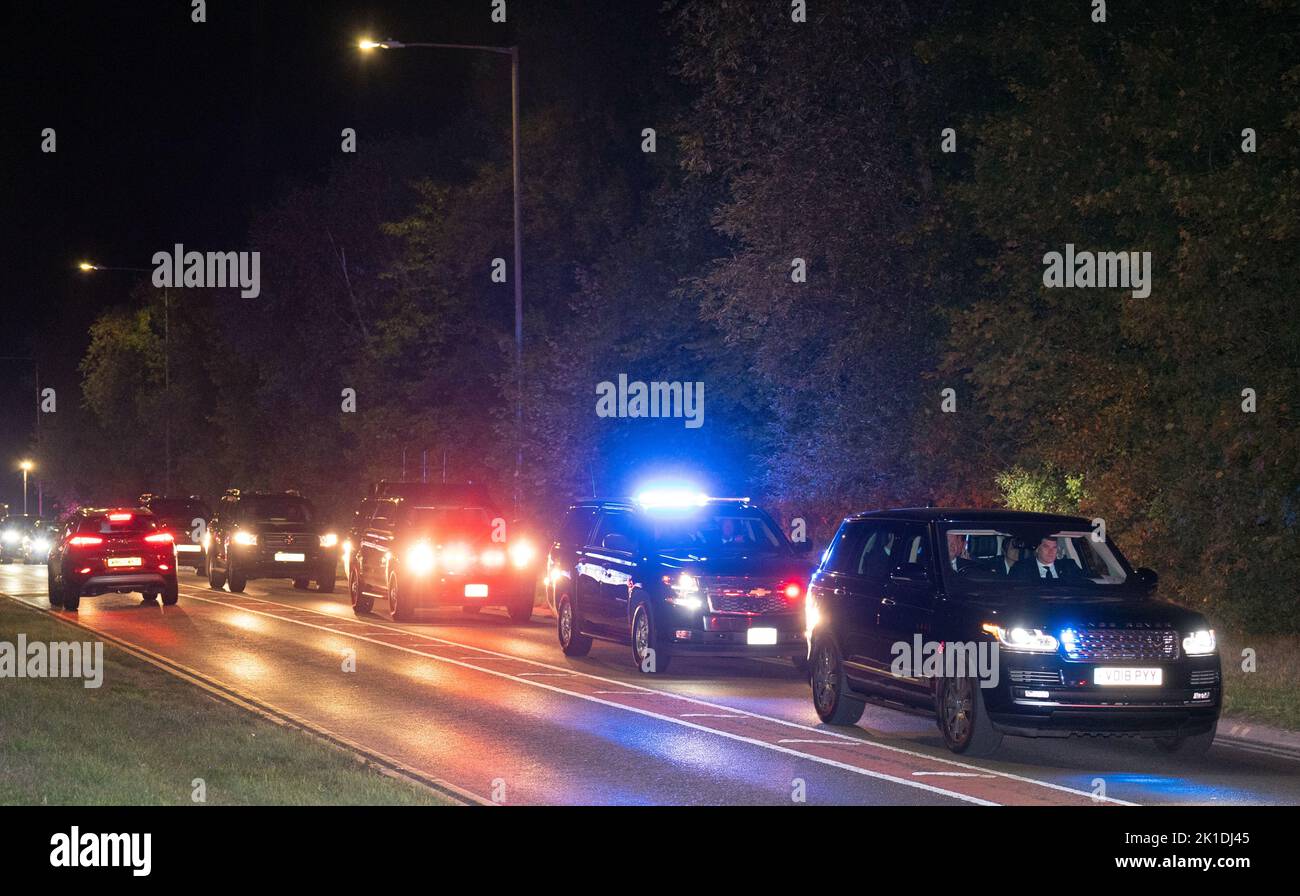 Vehicles in the motorcade of US President Joe Biden and First Lady Jill ...