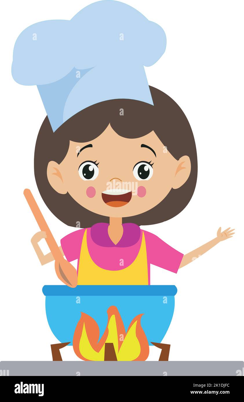 cute child cooking little chef Stock Vector Image & Art - Alamy