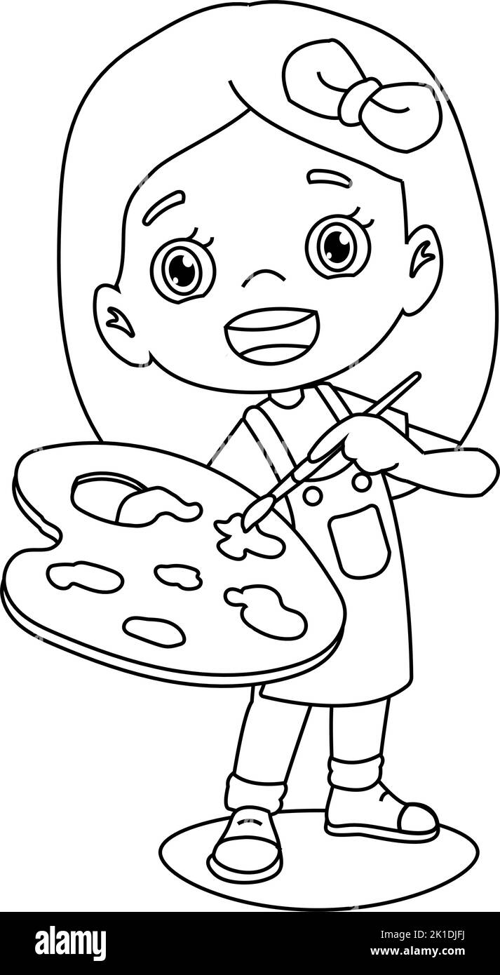 cute painter for kids coloring book Stock Vector Image & Art - Alamy