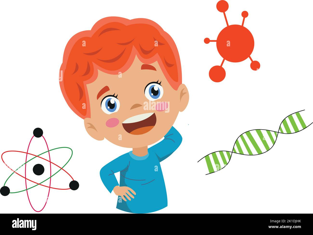 thinking boy researching cell in science lesson Stock Vector Image ...