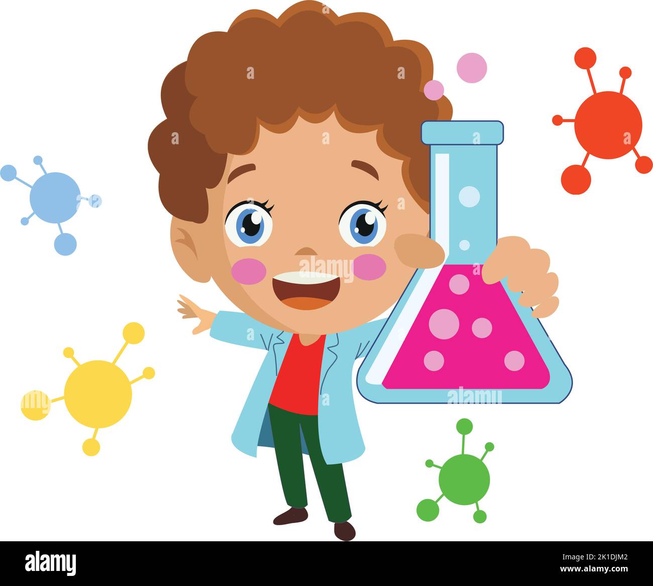 cute boy doing cell research in science lesson Stock Vector Image & Art ...