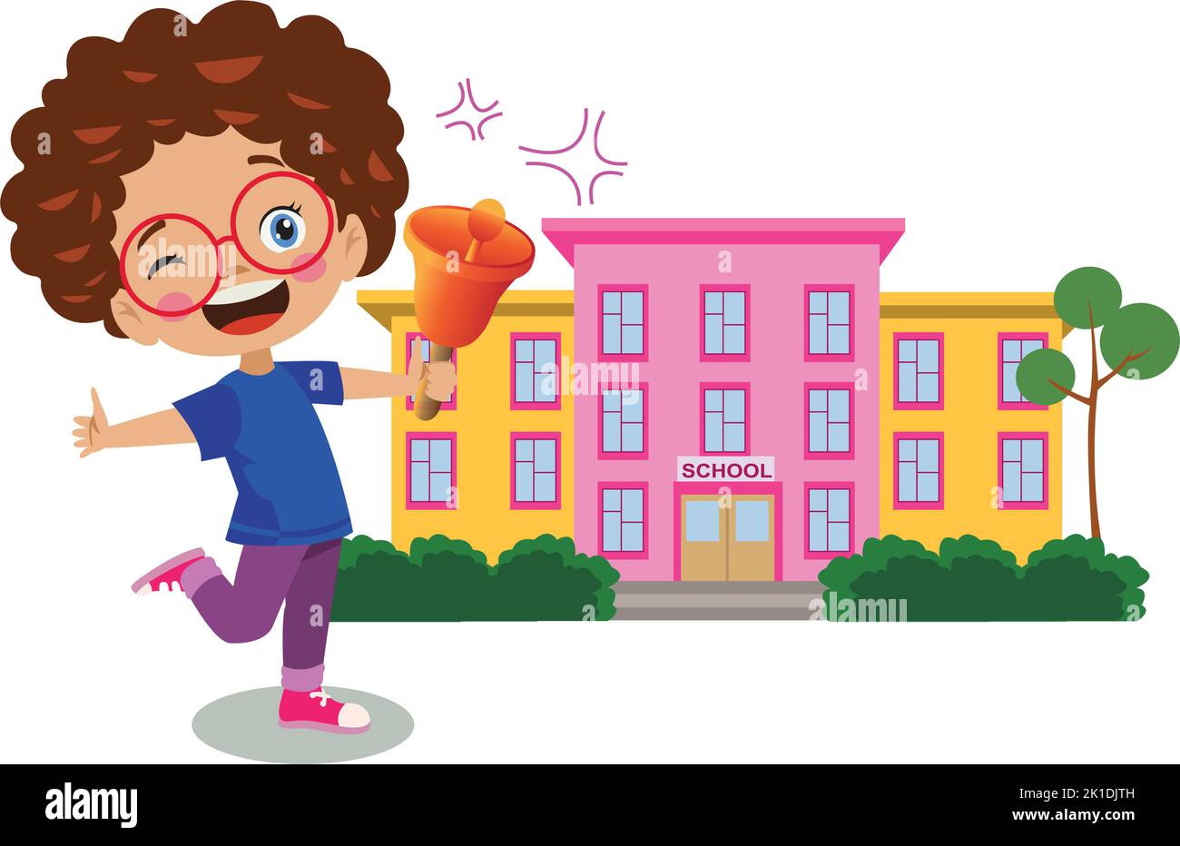 cute happy boy ringing school lesson bell Stock Vector Image & Art - Alamy