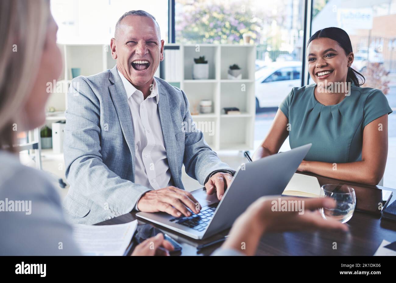 B2b partnership meeting, collaboration and deal success of client ...