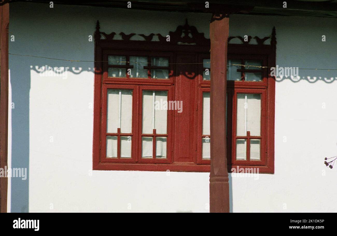 Izvoarele, Tulcea County, Romania, 2003. Authentic, traditional window ...