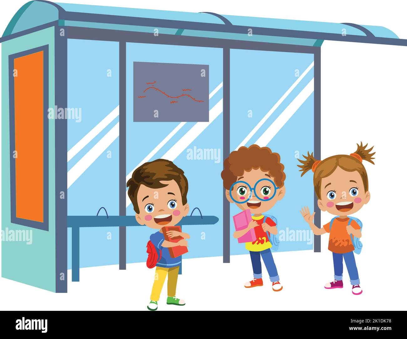 Children waiting at the bus stop To Go To School Stock Vector Image ...