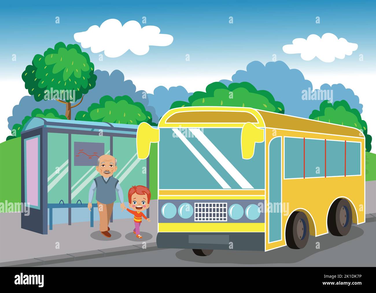 Old man bus stop Stock Vector Images - Alamy