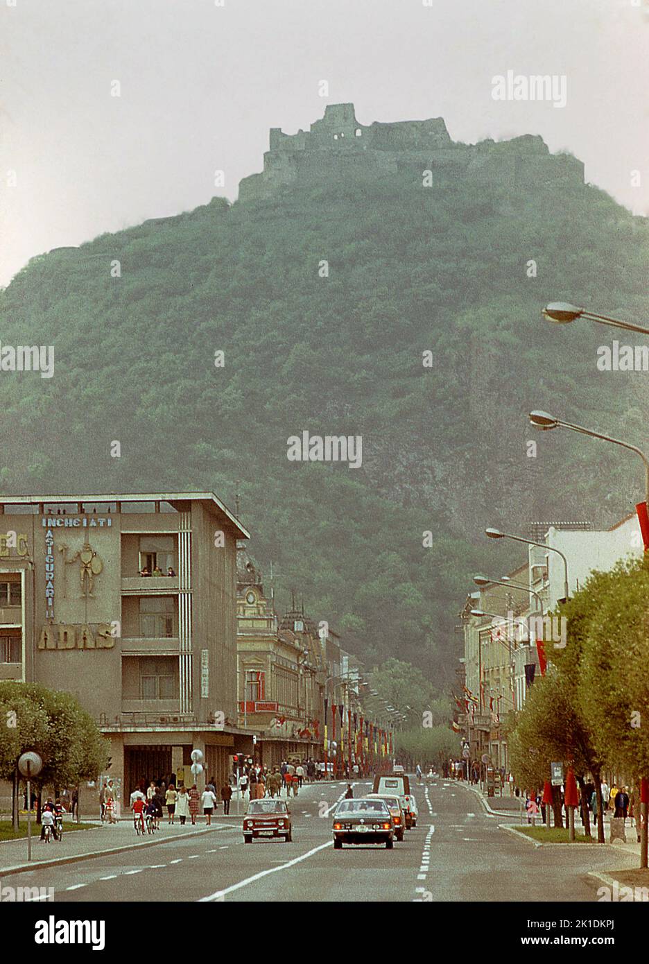 Deva, Romania, approx. 1976. The 13th century Fortress of Deva on the ...