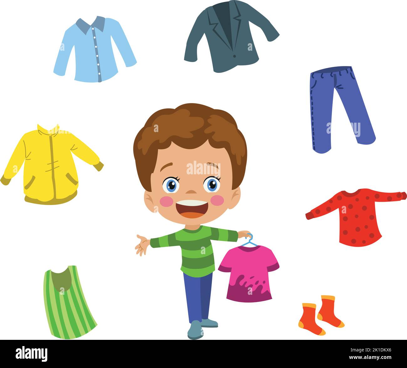 Little Kid And Colorful Clothes Stock Vector Image & Art - Alamy