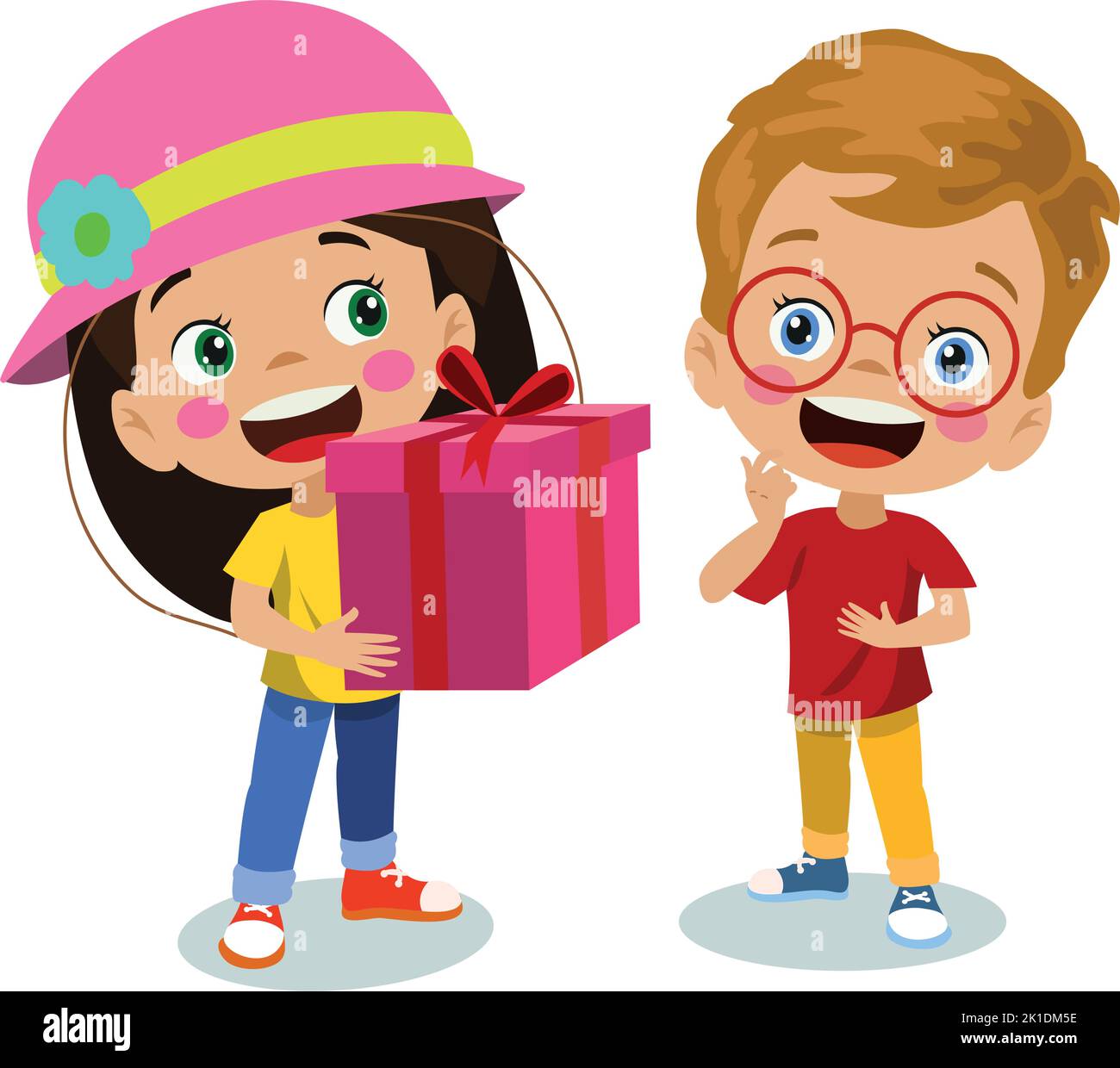 cute little girl who bought a gift for her friend Stock Vector Image ...