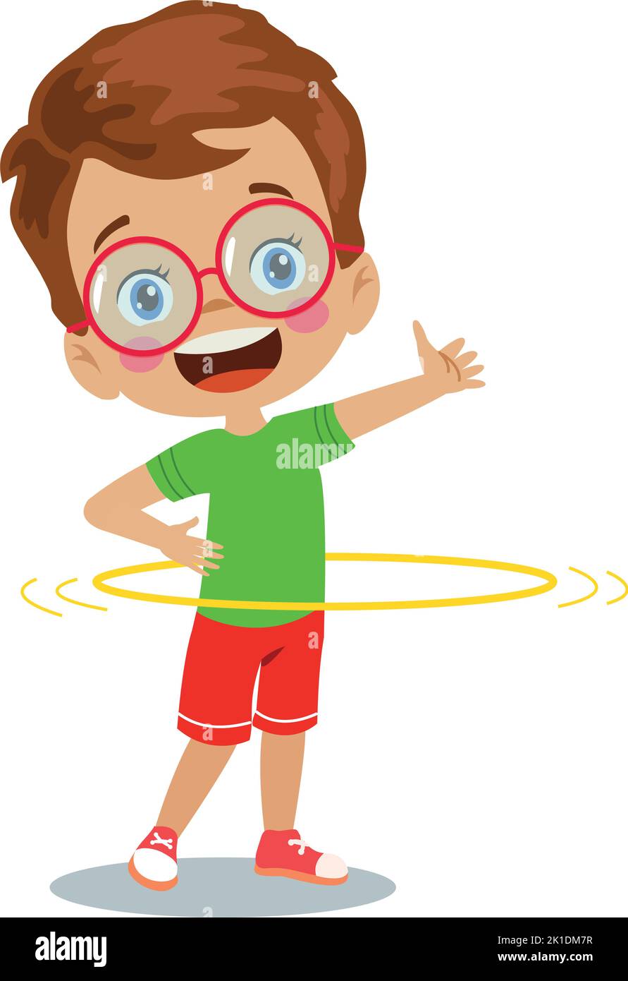 Cute And Happy Boy Doing Hoop Spin Gymnastics Stock Vector Image & Art ...
