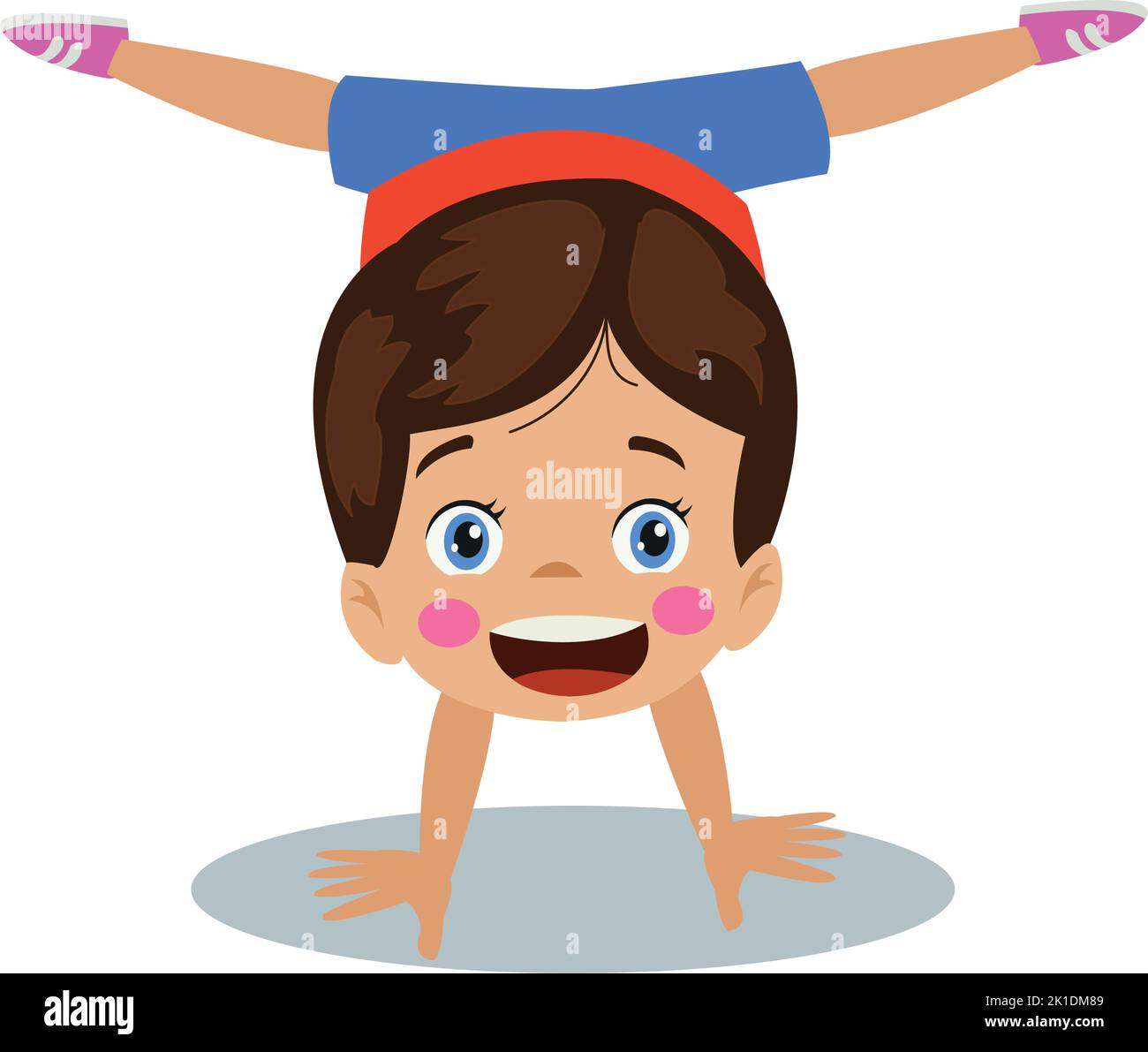 Cute Boy Doing Artistic Gymnastics. Gymnastics And Health Stock Vector ...