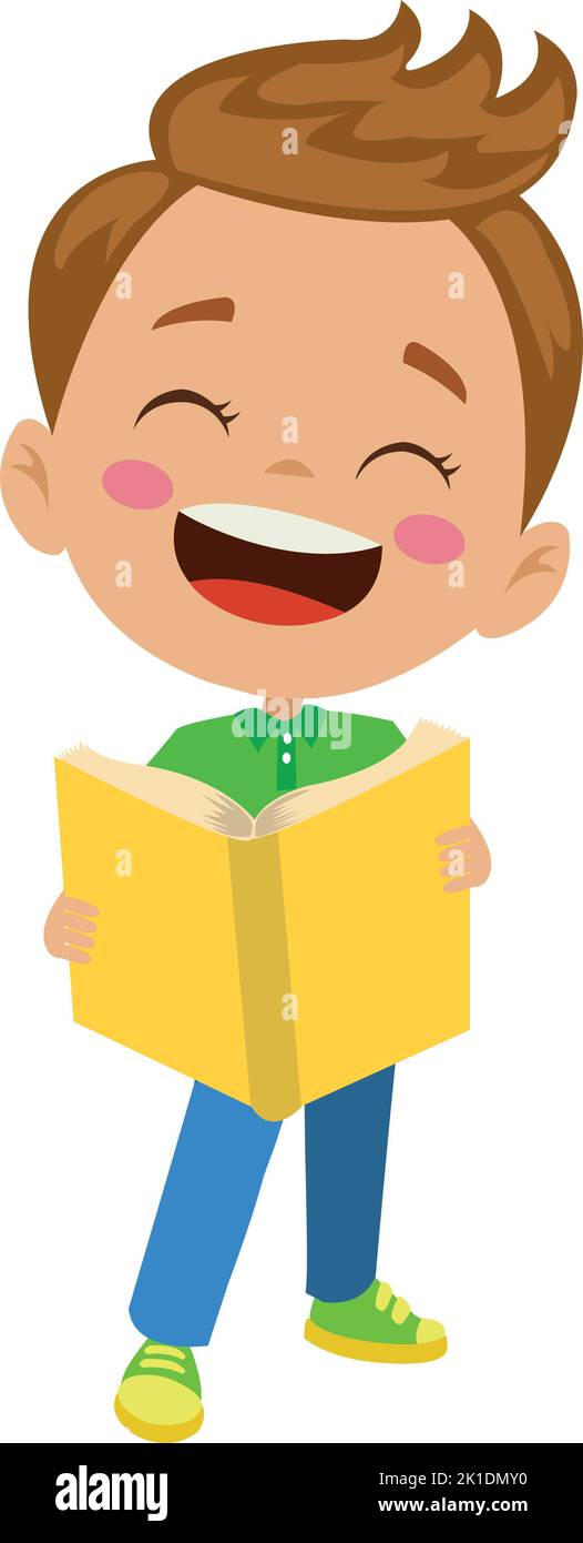 happy and cute student reading a book Stock Vector Image & Art - Alamy