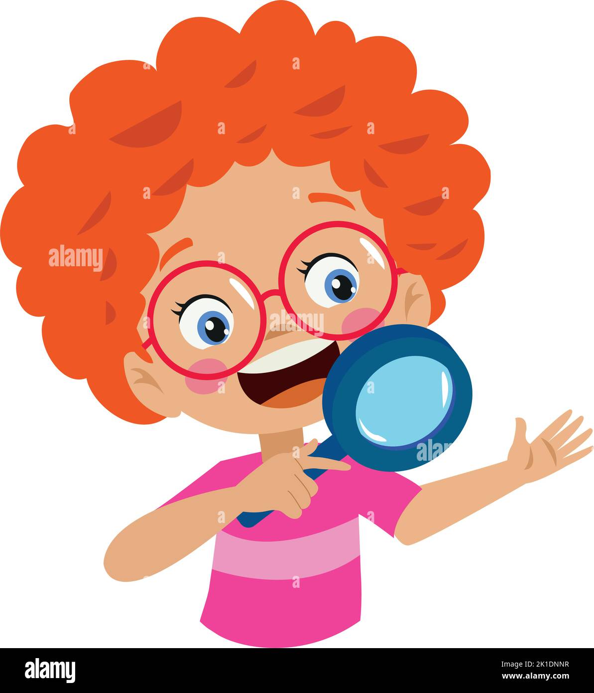 cute little boy examining and observing with a magnifying glass Stock ...