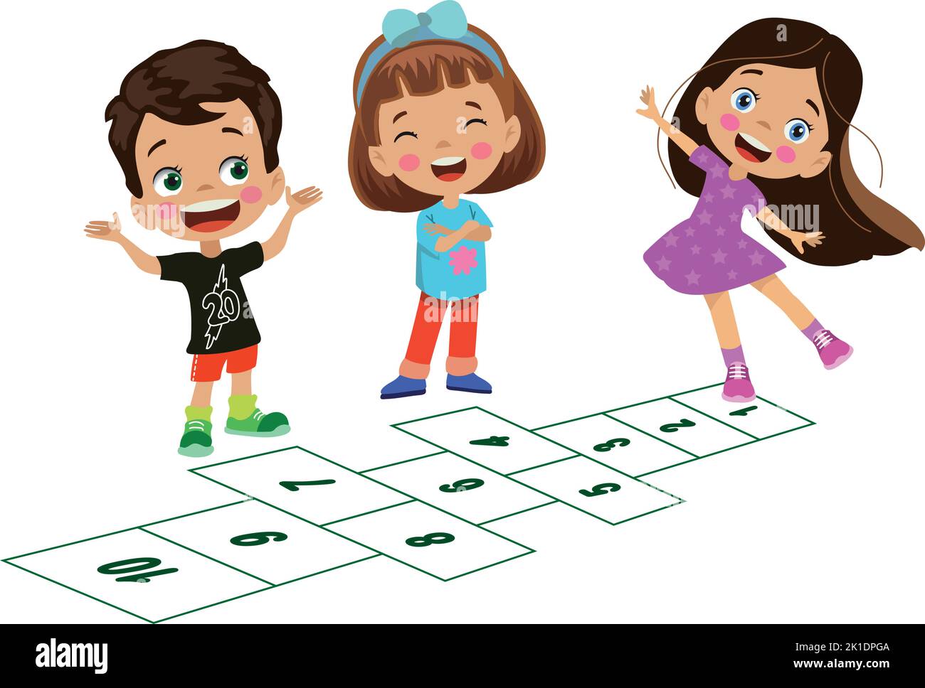 cute happy kids playing hopscotch Stock Vector Image & Art - Alamy