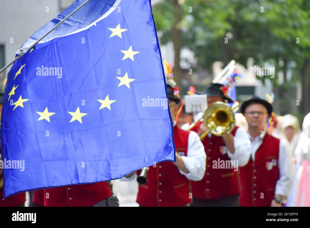 New York, NY, USA. 17th Sep, 2022. Marching band is seen on Fifth Ave ...