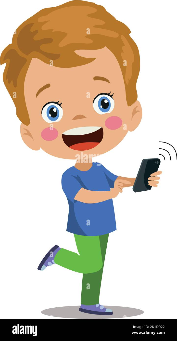 cute boy playing with the phone Stock Vector Image & Art - Alamy