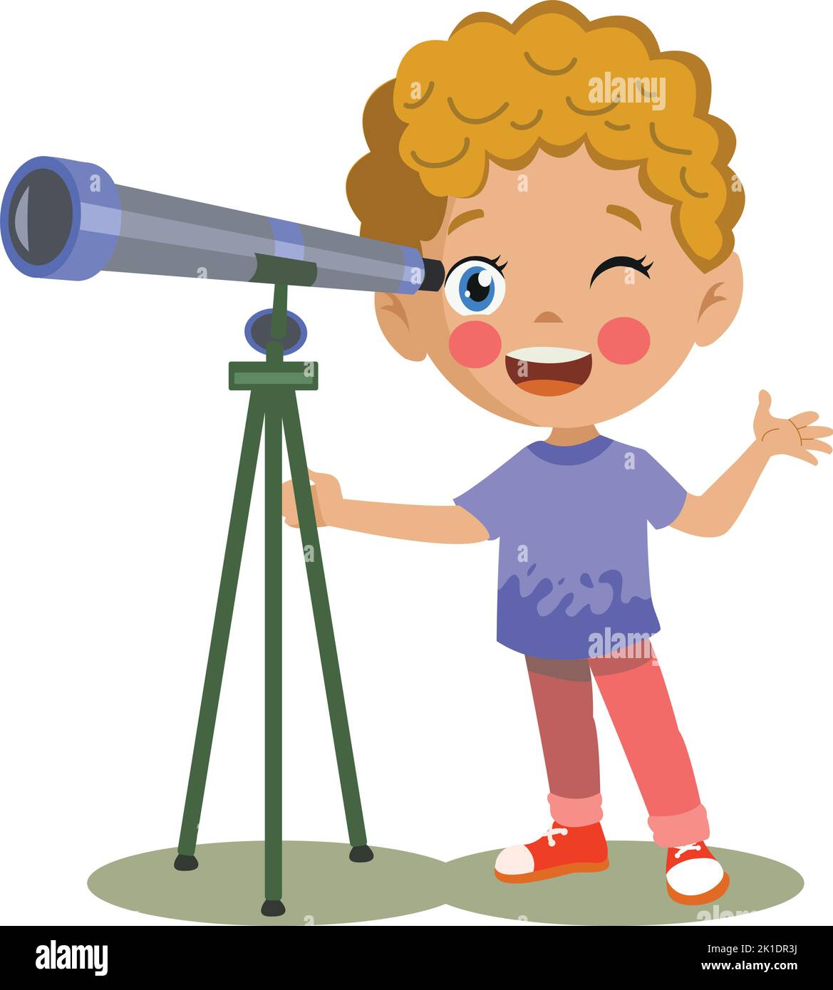 Observant Boy Examining With a Telescope Stock Vector Image & Art - Alamy