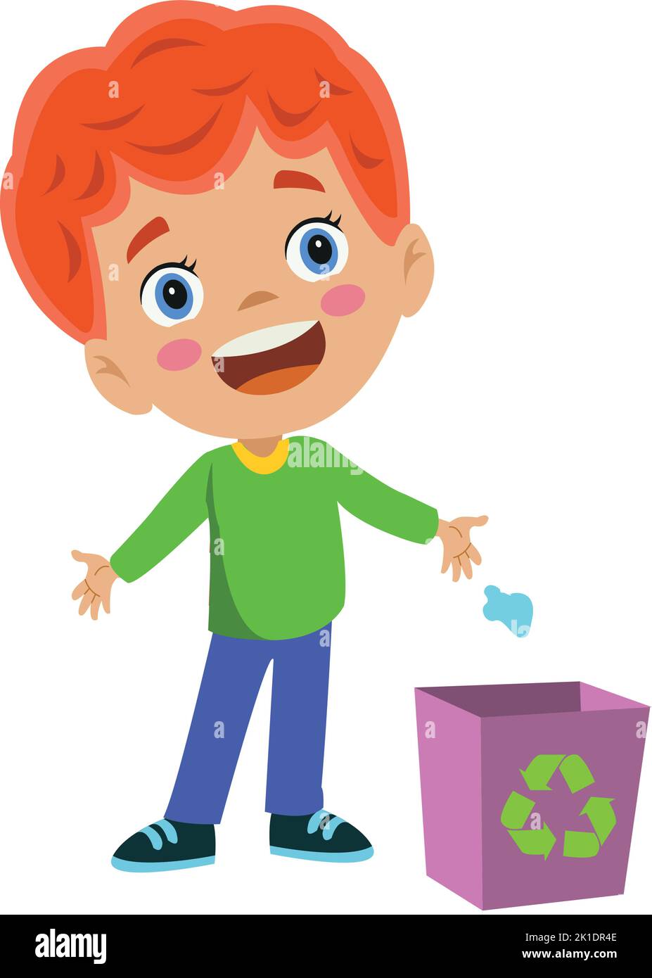 cute boy throwing trash in recycle bin Stock Vector Image & Art - Alamy
