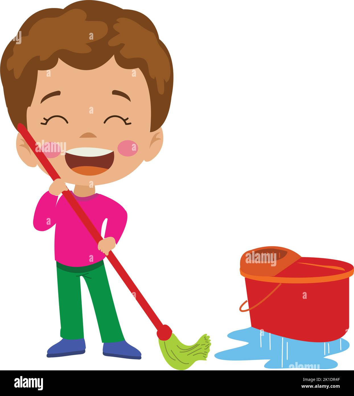 Mop Cleaning Boy Cartoon Drawing Stock Vector Image & Art - Alamy