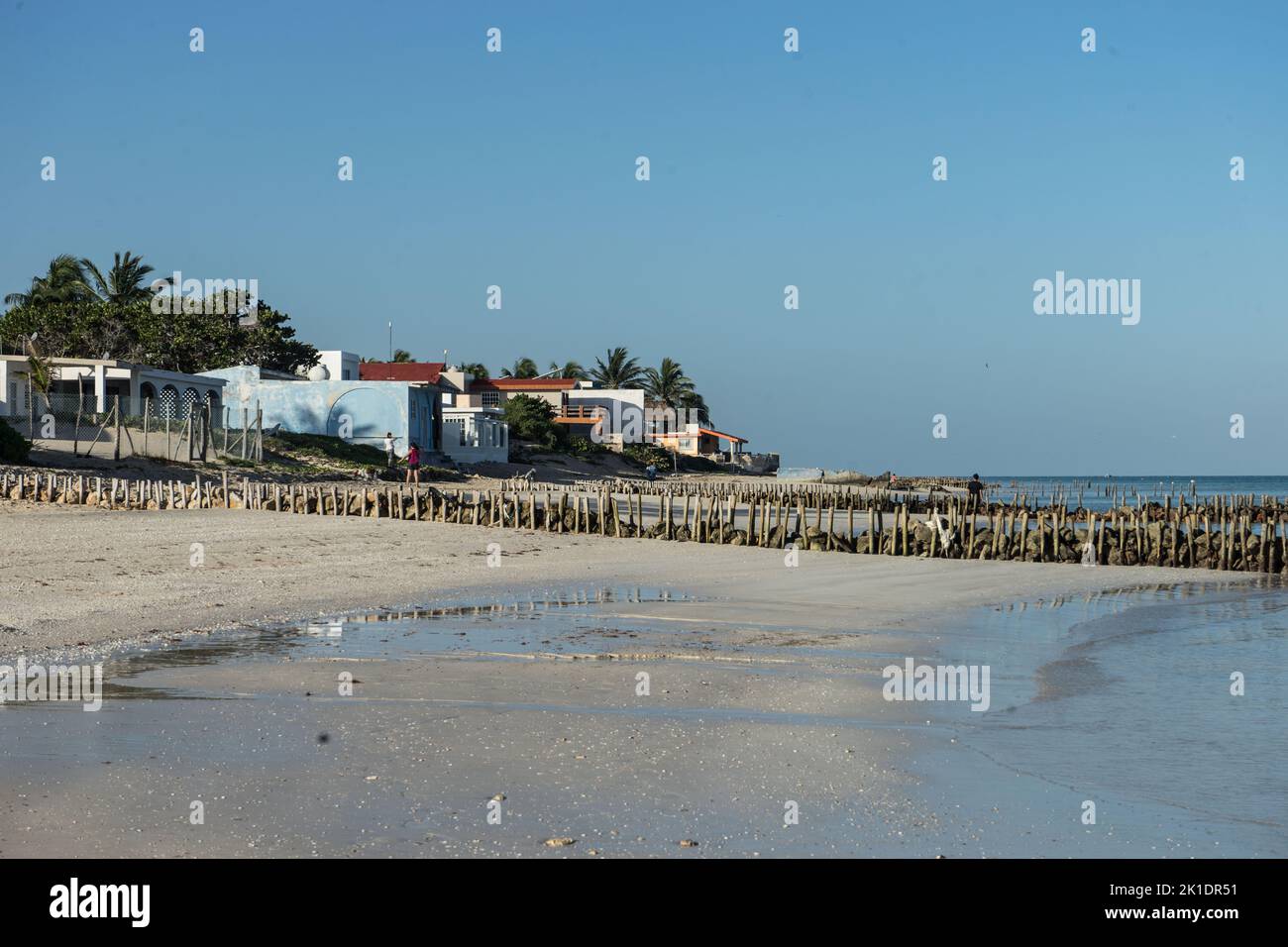 beach erosion at Chelem, Yucatan, Mexico on Gulf of Mexcio Stock Photo ...