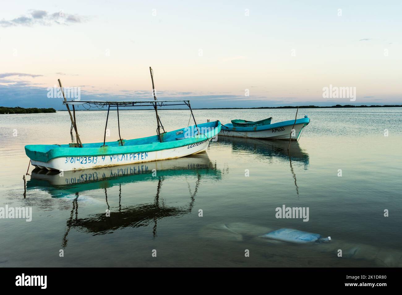 mangrove lagoon, barrier island at Chelem, Yucatan, Mexico Stock Photo ...