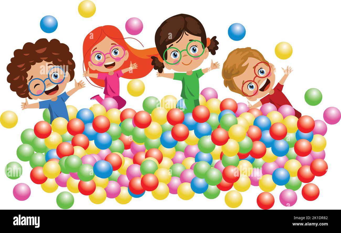 cute kids having fun playing in ball pond Stock Vector Image & Art - Alamy