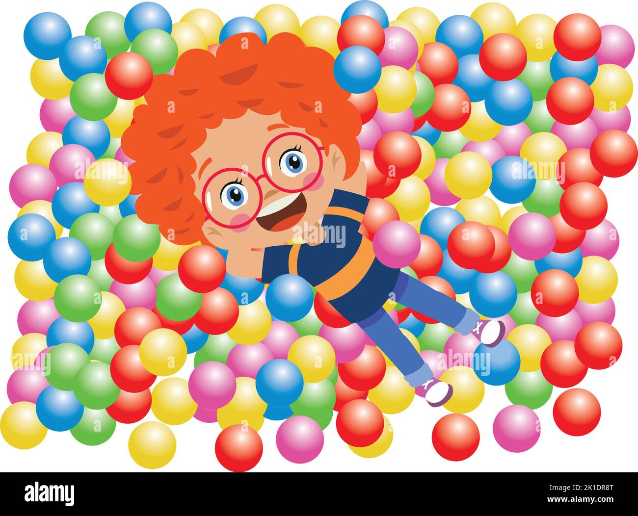 cute happy boy having fun in ball pool Stock Vector Image & Art - Alamy