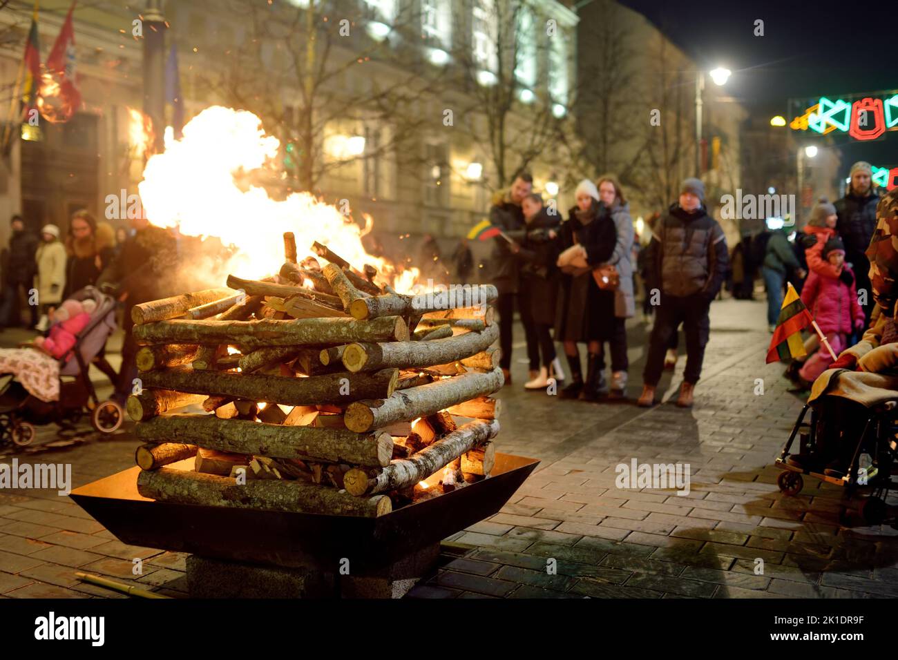 VILNIUS, LITHUANIA - FEBRUARY 16, 2022: Hundreds of people attending ...
