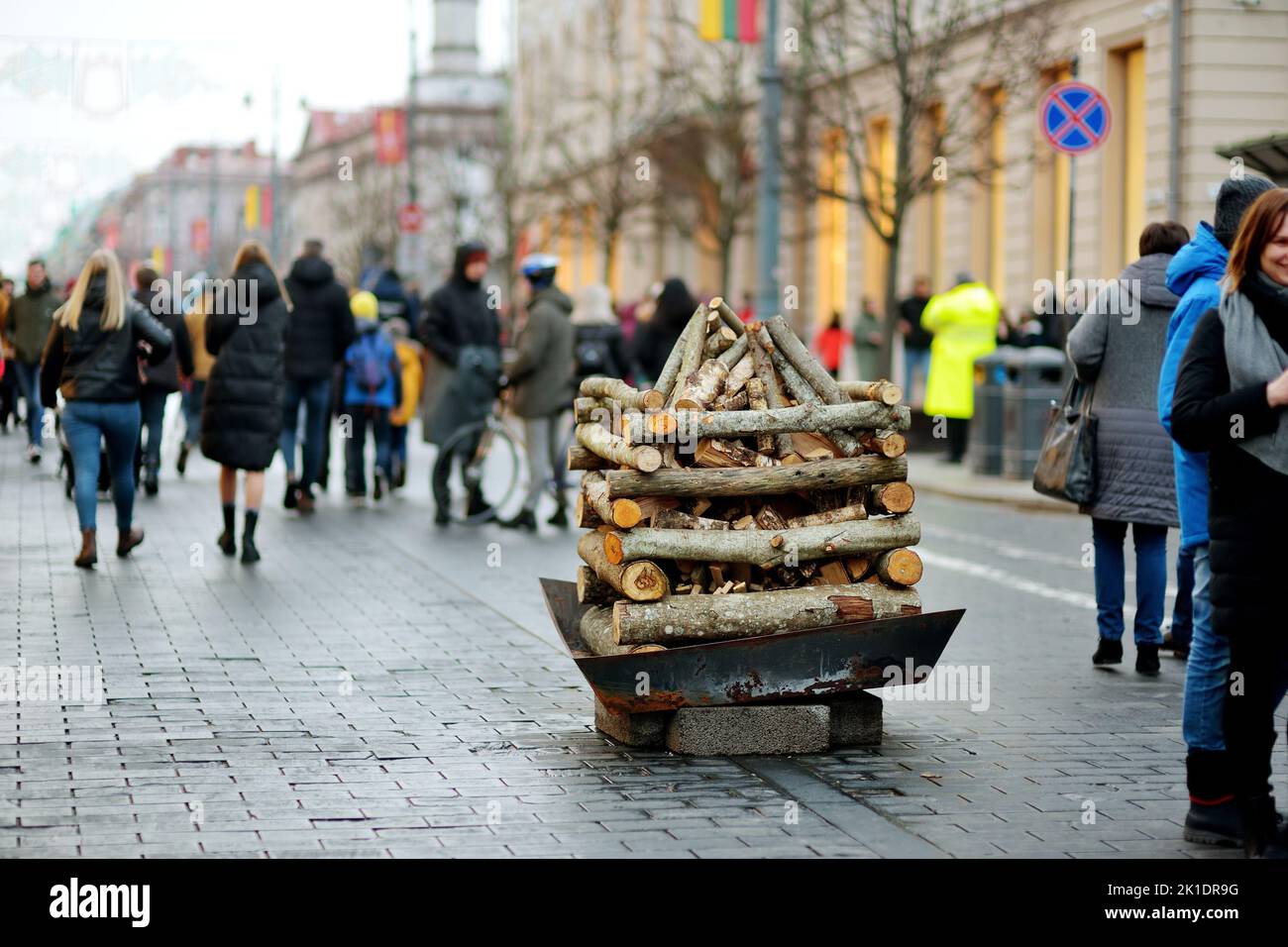 VILNIUS, LITHUANIA - FEBRUARY 16, 2022: Hundreds of people attending ...