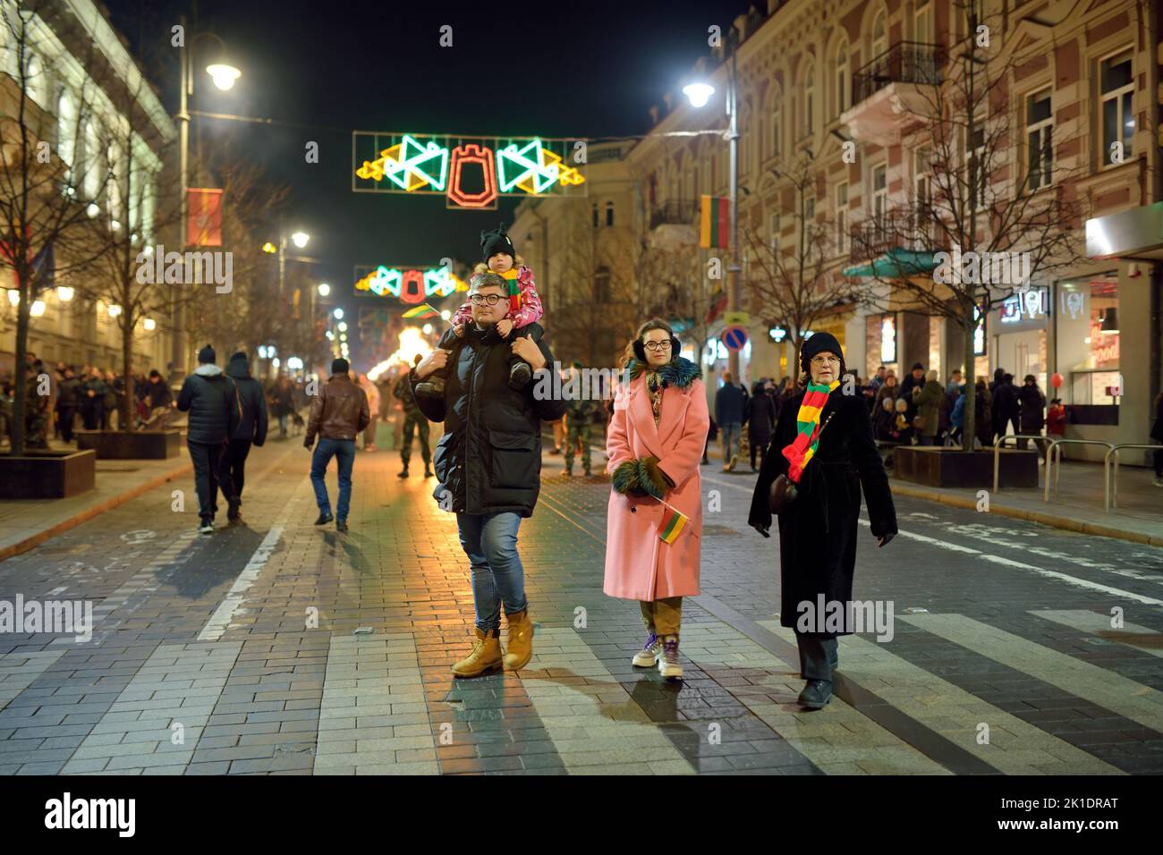 VILNIUS, LITHUANIA - FEBRUARY 16, 2022: Hundreds of people attending ...