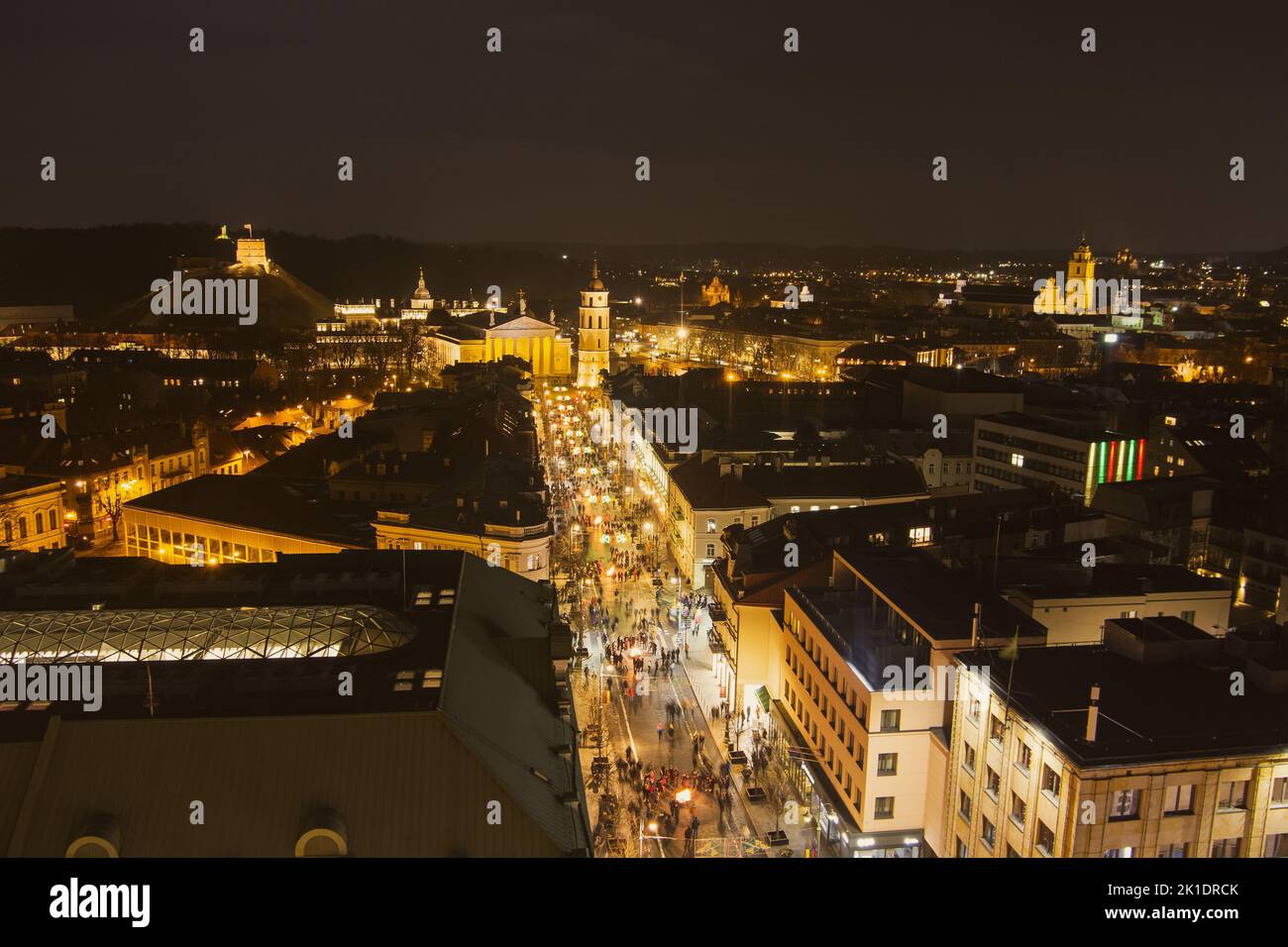 Aerial night view of the celebration of Restoration of the State Day in ...