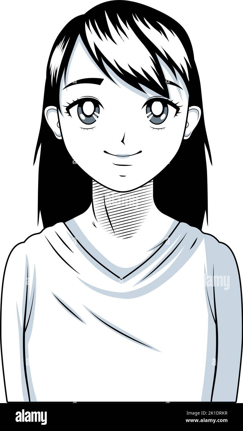 smiling girl anime style character Stock Vector Image & Art - Alamy