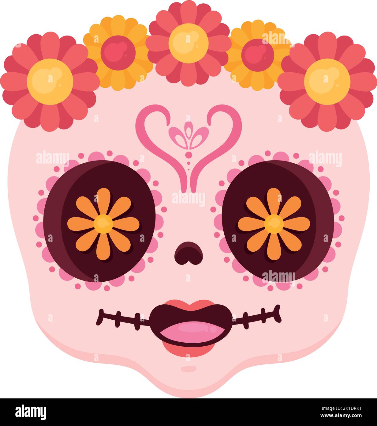 mexican skull death with flowers icon Stock Vector Image & Art - Alamy