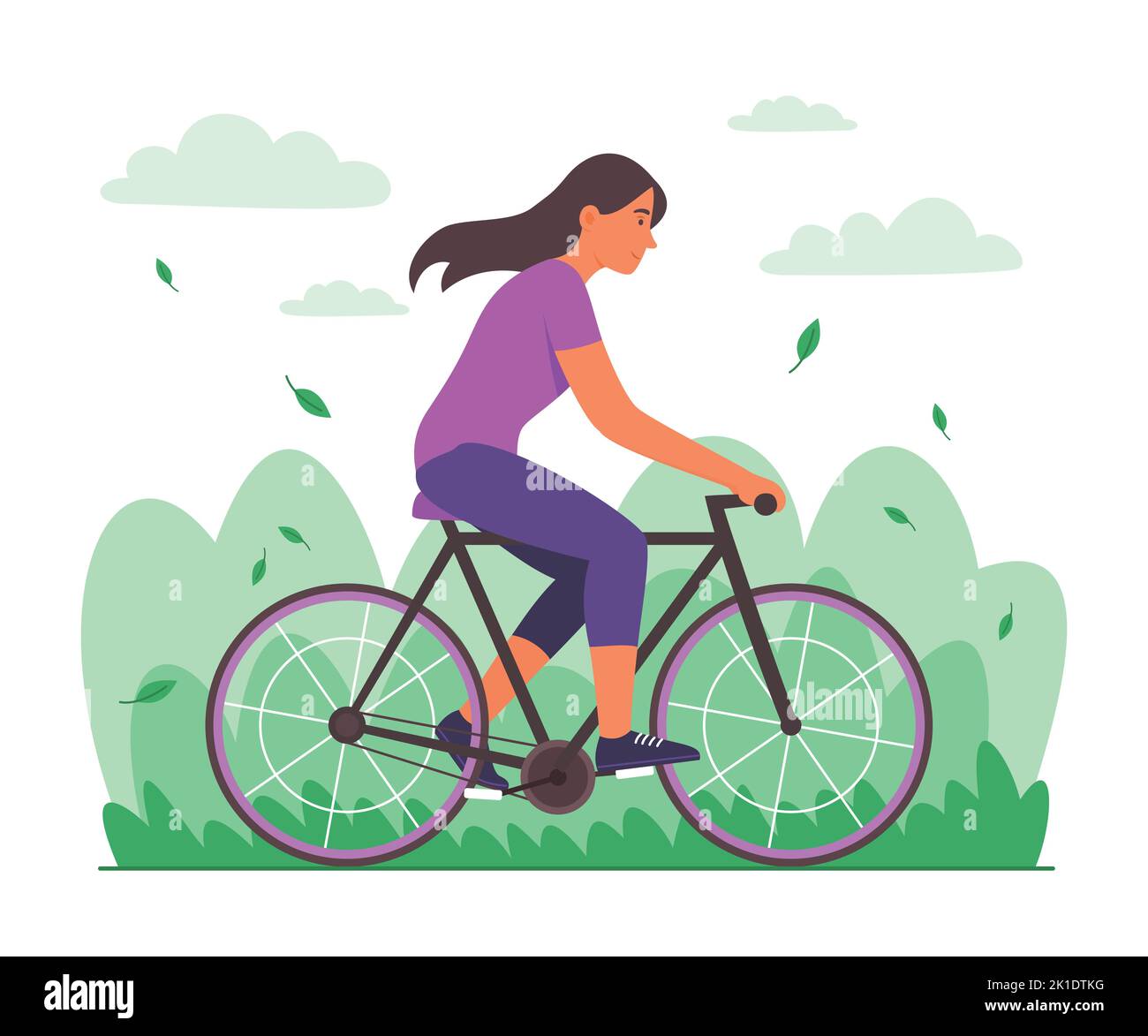 Woman Enjoy Riding a Bicycle in Public Park Stock Vector Image & Art ...