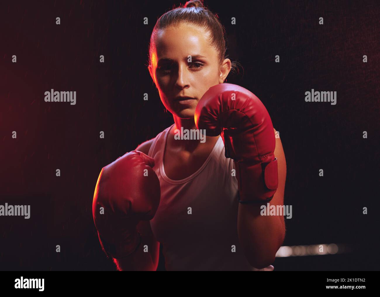 Fitness, boxer and woman in sports boxing gloves training, exercise and ...
