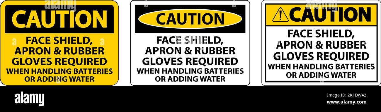 Caution When Handling Batteries Sign On White Background Stock Vector ...