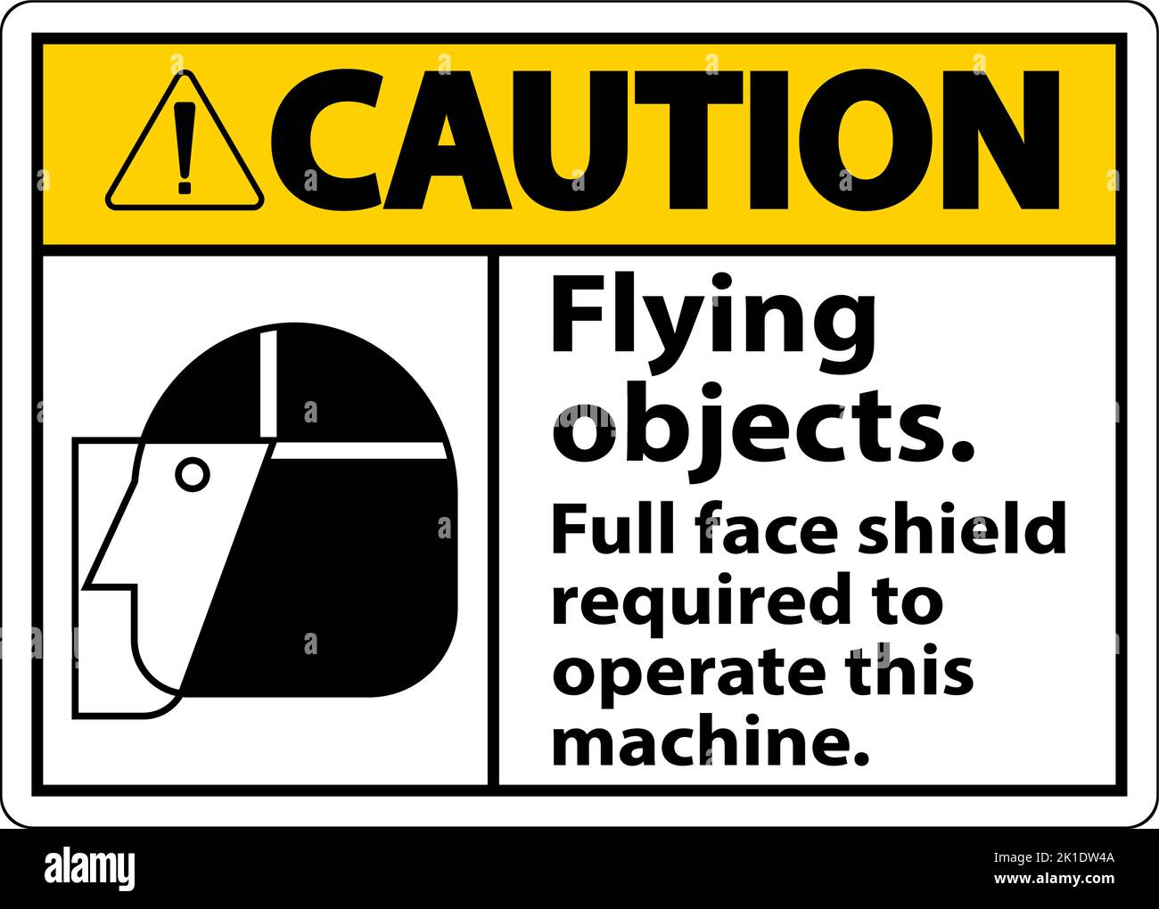 Caution Flying Object Face Shield Required Sign On White Background ...