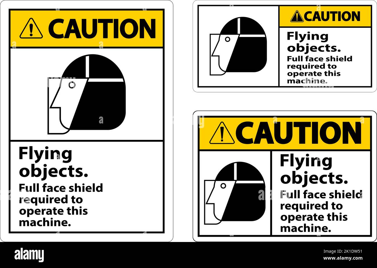Caution Flying Object Face Shield Required Sign On White Background ...