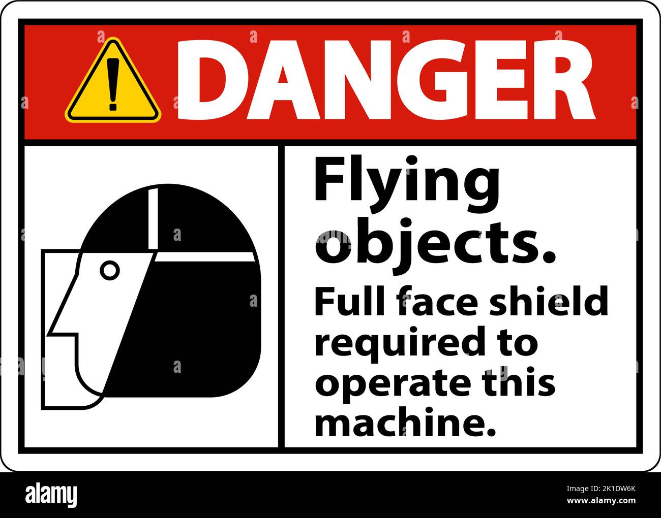 Danger Flying Object Face Shield Required Sign On White Background ...