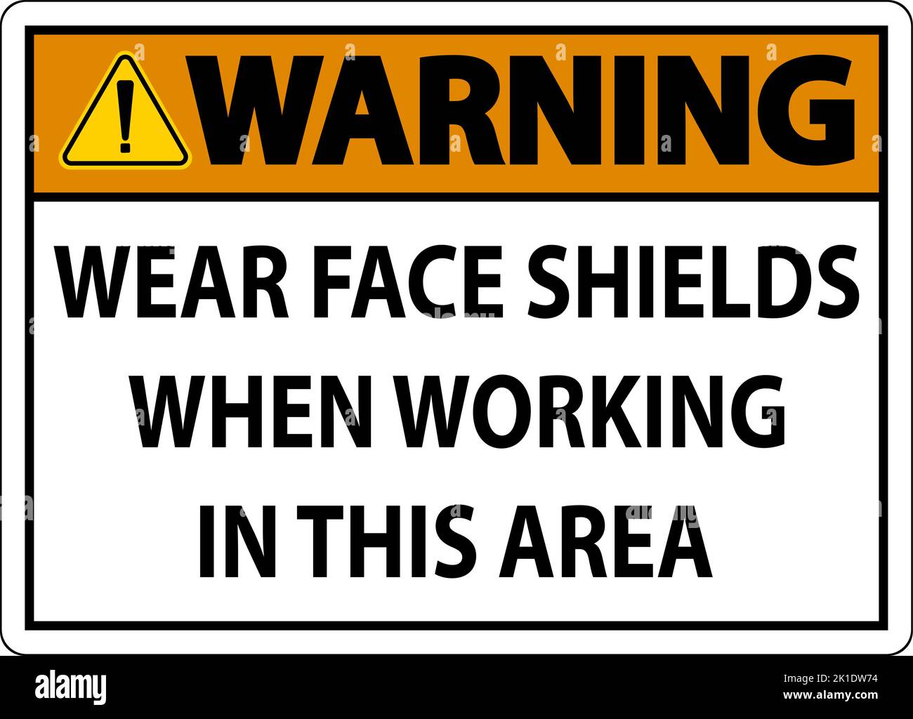 Warning Wear Face Shields In This Area Sign On White Background Stock ...