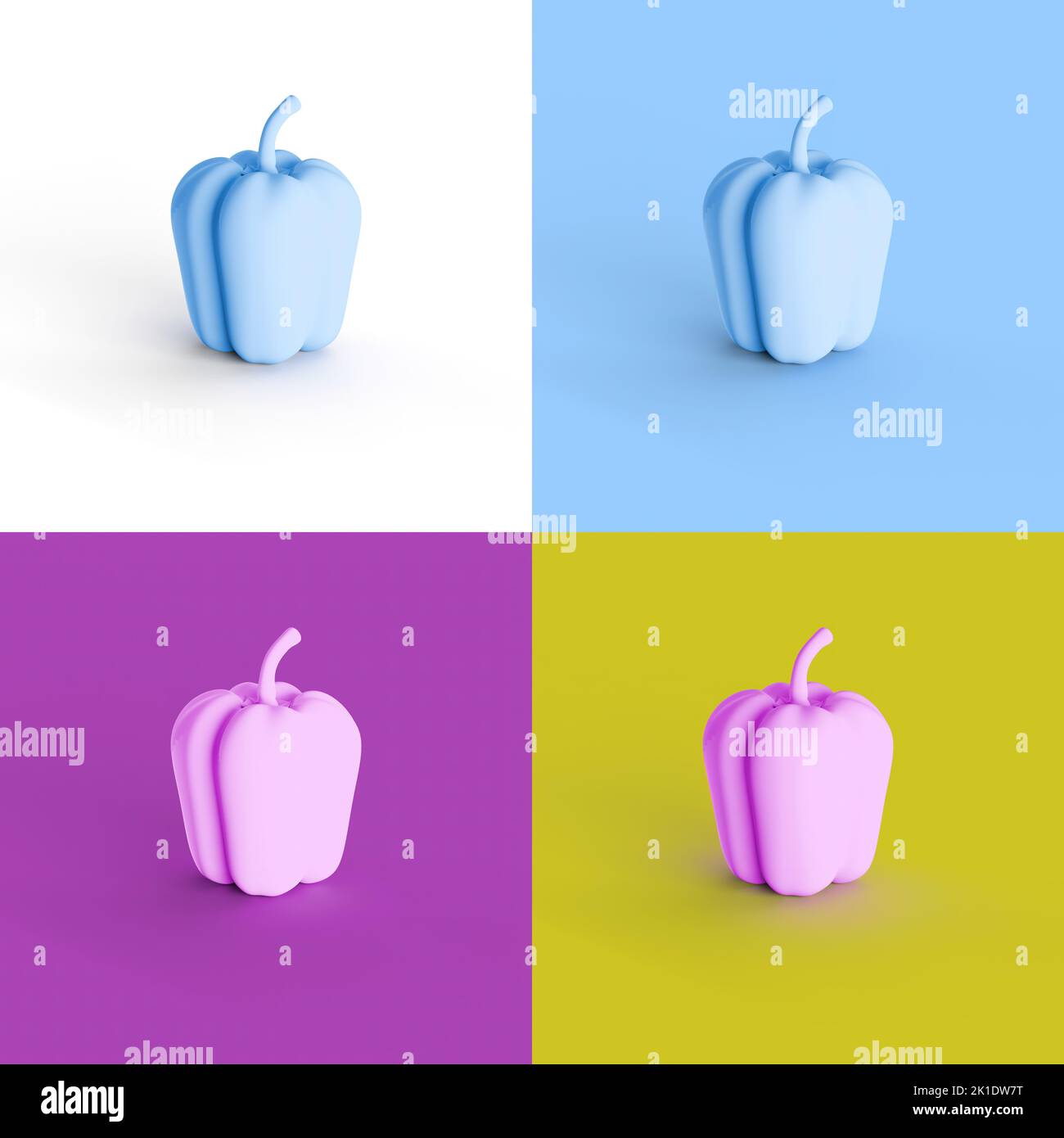 A pop art collage of 3D rendered apple isolated on colorful backgrounds ...