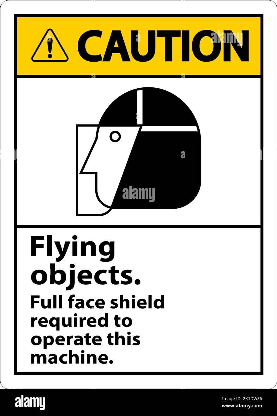 Caution Flying Object Face Shield Required Sign On White Background ...