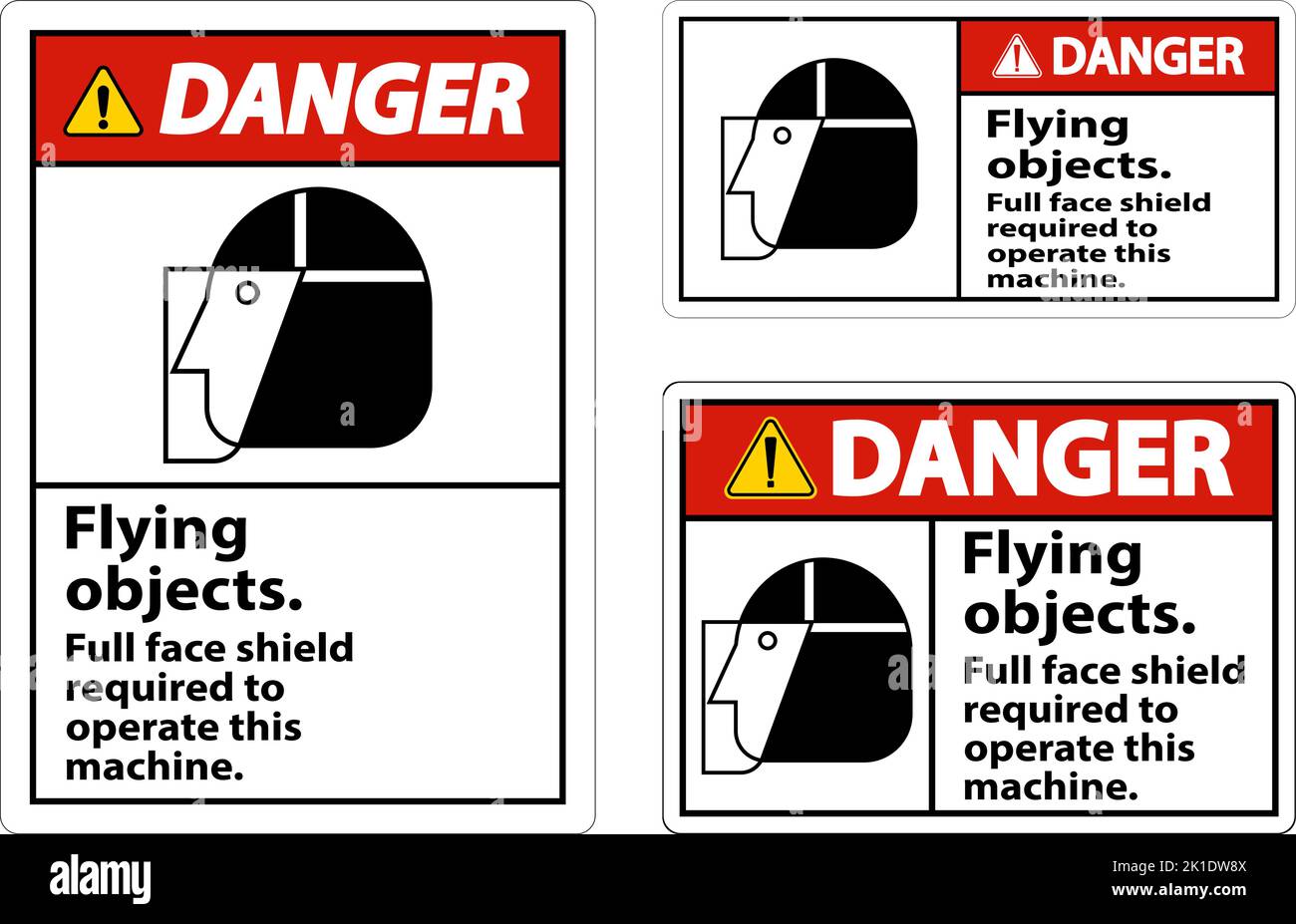Danger Flying Object Face Shield Required Sign On White Background Stock Vector Image & Art - Alamy