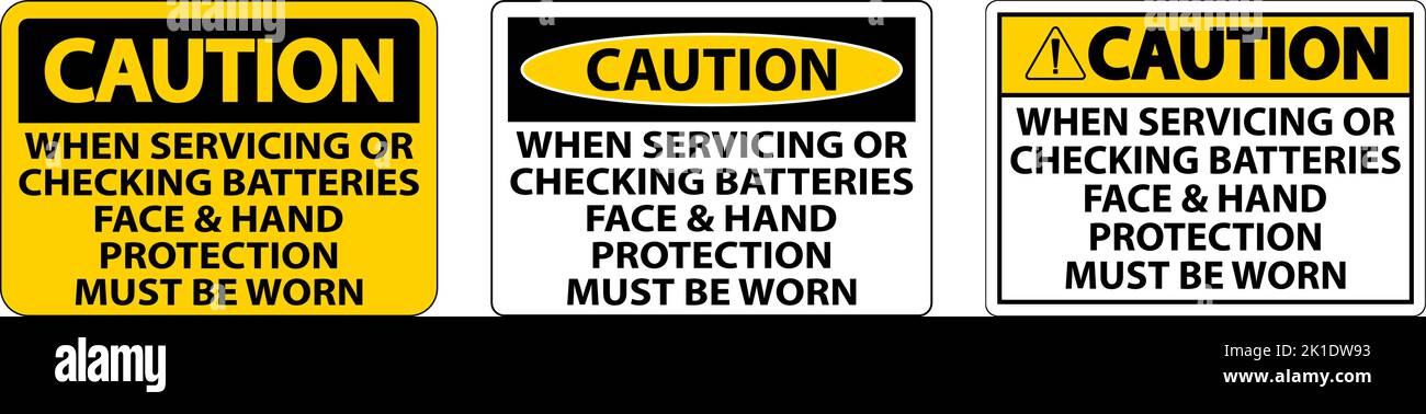 Caution When Servicing Batteries Sign On White Background Stock Vector ...