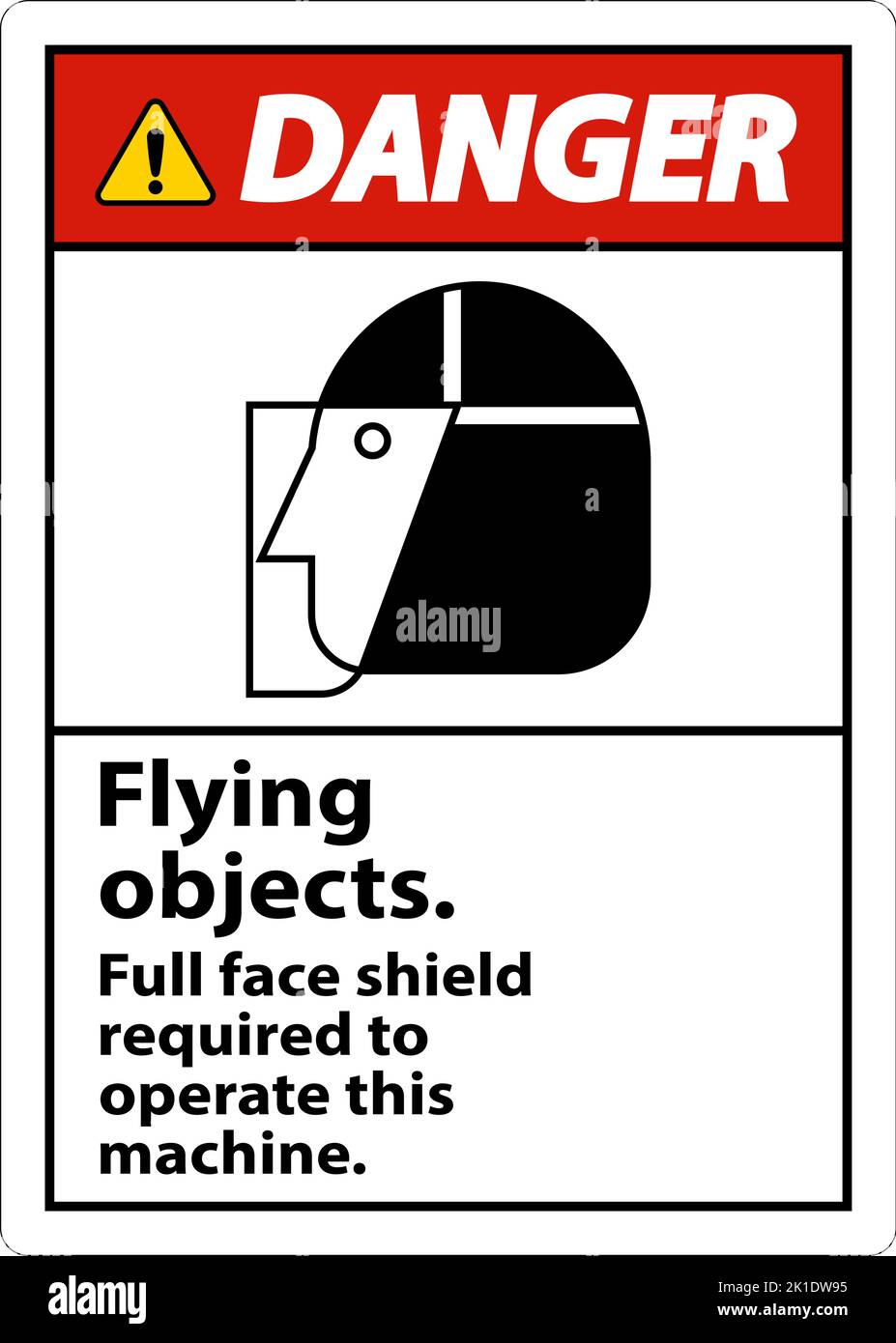 Danger Flying Object Face Shield Required Sign On White Background ...