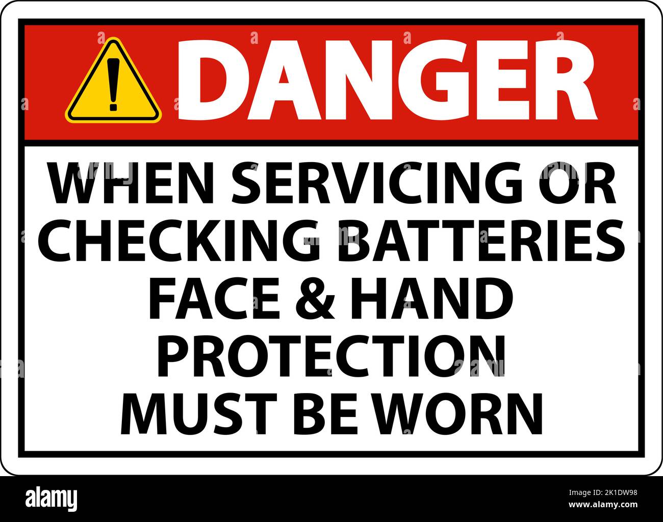 Danger When Servicing Batteries Sign On White Background Stock Vector ...