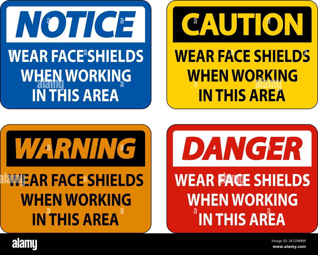 Wear Face Shields In This Area Sign On White Background Stock Vector ...