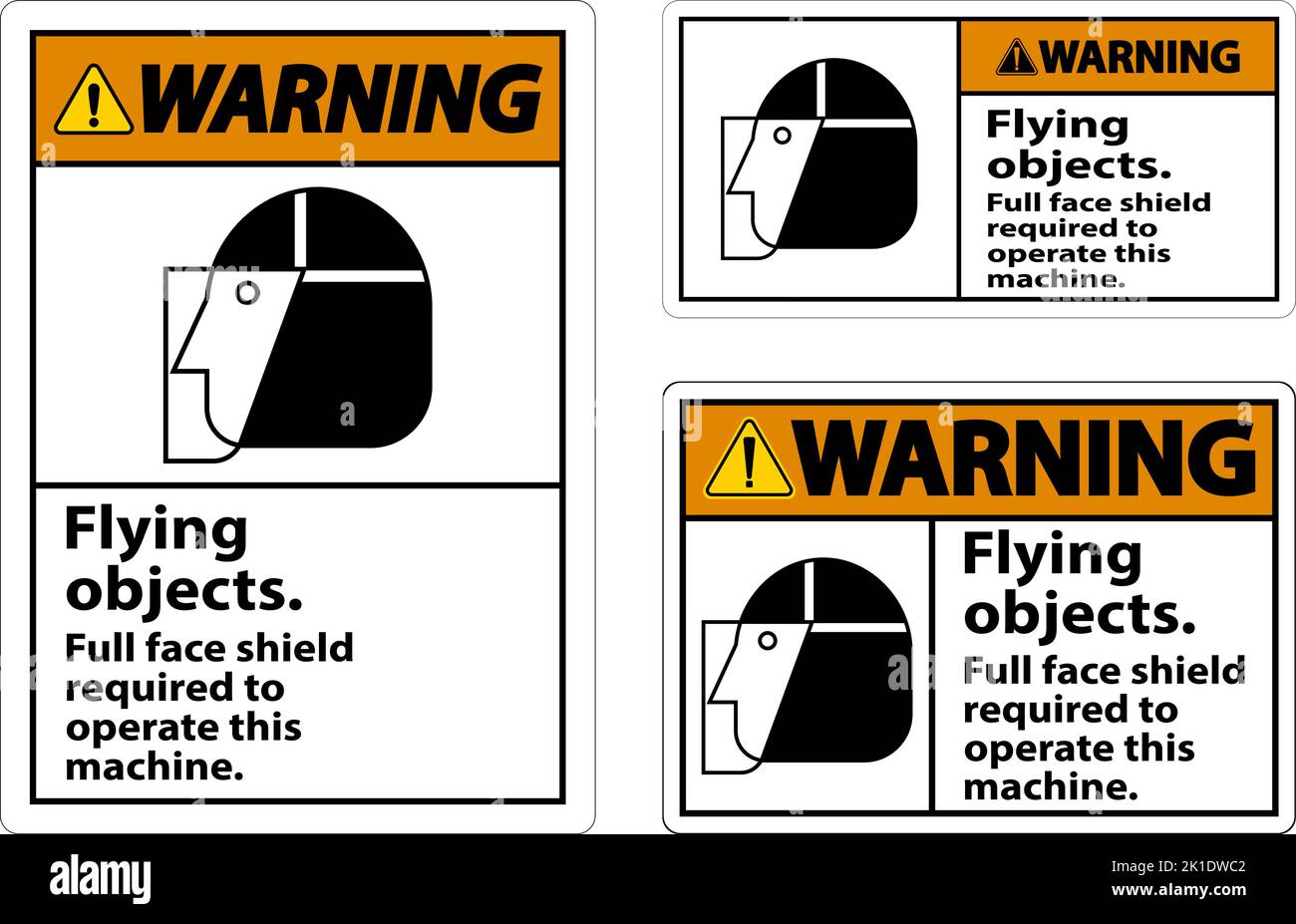 Warning Flying Object Face Shield Required Sign On White Background ...