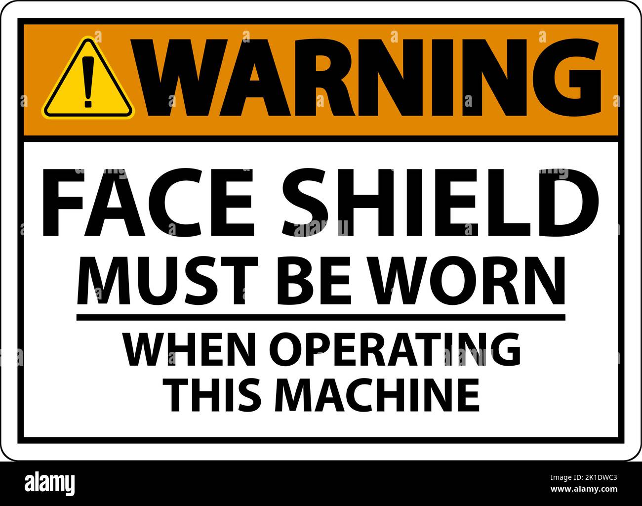Warning Face Shield Must Be Worn Sign On White Background Stock Vector ...